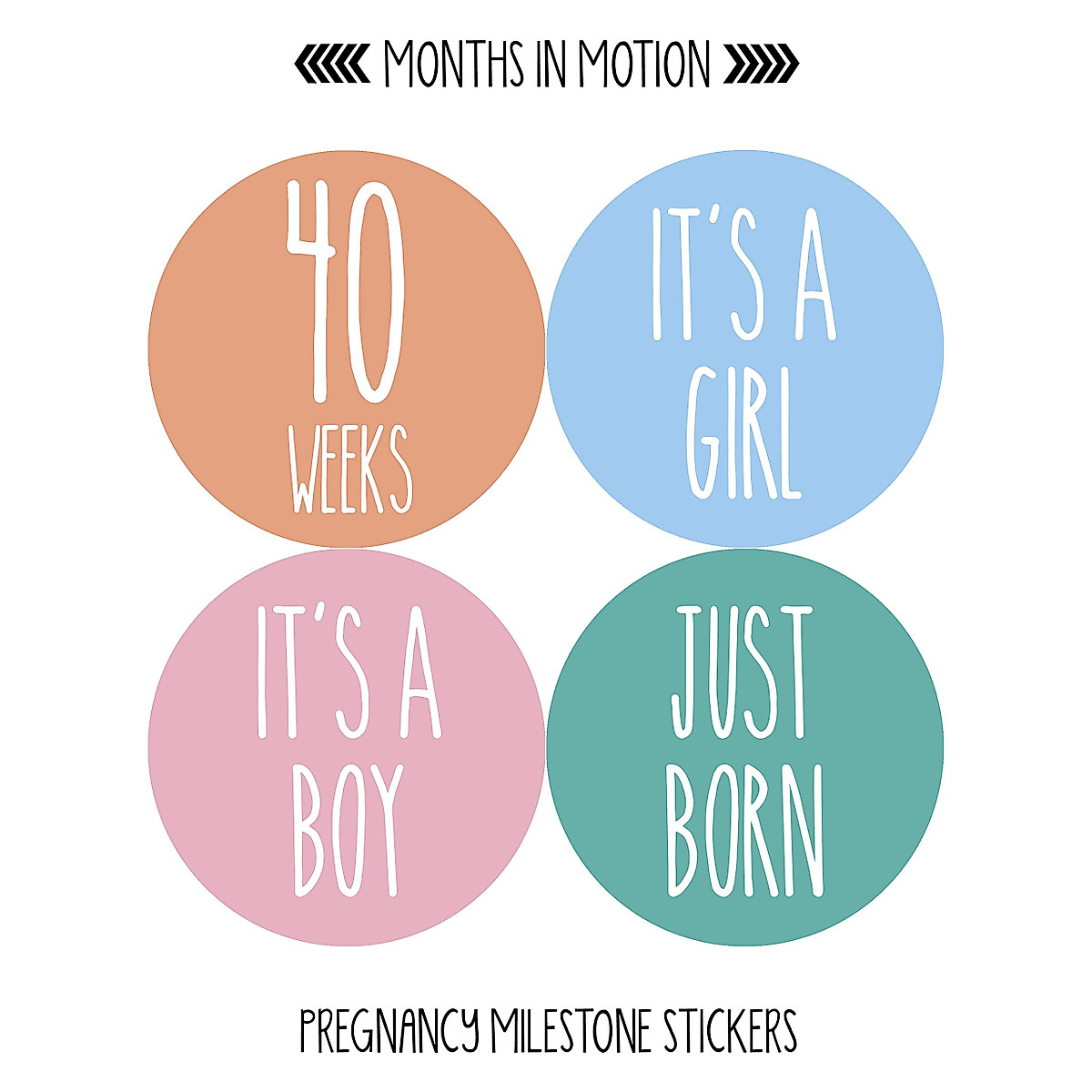 Months In Motion Weekly Pregnancy Growth Sticker | Week to Week Pregnant Expecting Photo Prop | Maternity Keepsake | Baby Bump | Weekly Stickers Photo (Set of 36 Stickers)