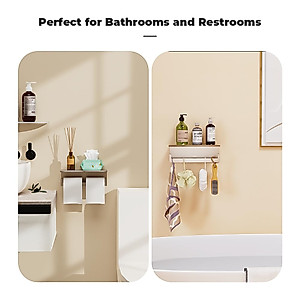 Double Toilet Paper Holder with Shelf, FreshGlow Large Tissue Holder Brushed Nickel, Wall Mount Commercial Toilet Paper Dispenser Phone Shelf Stainless Steel, Tissue Roll for Bathroom