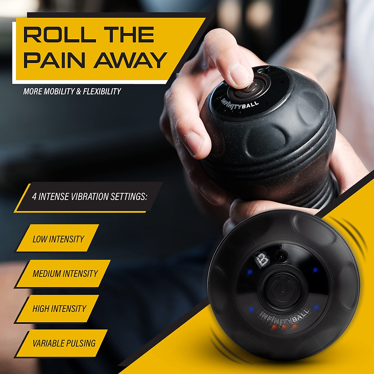 Nextrino Peanut Massage Ball, 4-Speed Vibrating Foam Roller Massager, Deep Tissue Muscle Pain Relief for Lower Back Shoulder Calf Arm, Myofascial Release Therapy for Anywhere Workout Recovery