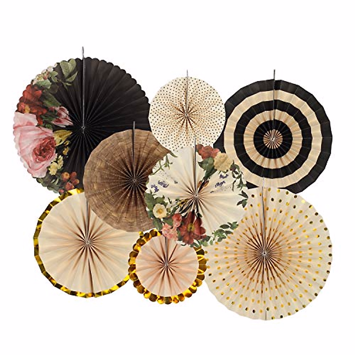 zilue Party Hanging Paper Fans Decoration Set for Wedding Birthday Party Mother's Day Round Events Accessories Set of 8