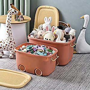 LIFKOME Children Toy Box Children Toy Storage Box Toy Storage Organizer Bins with Lid Rolling Plastic Storage Boxes with Wheels for Home& Office Organization Organizer Box Children Toy Storage Box
