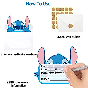 GOGOPARTY 20 Pcs Blue Invitation Cards, Birthday Party Invitation Cards With Sticker Labels, 20 Envelope Birthday Invitations for Kids Birthday Party Supplies