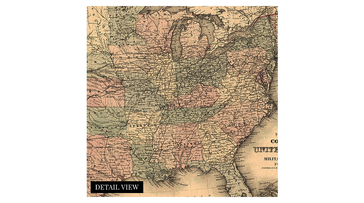 HISTORIX Vintage 1861 US Civil War Map Wall Art