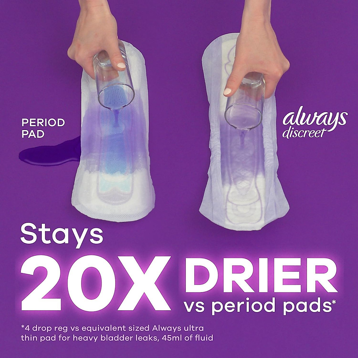 Always Discreet, Incontinence Light Pads, 3 Drops, 30 Pads each (Value Pack of 4)