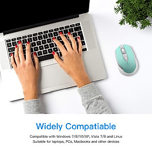 cimetech Wireless Computer Mouse, 2.4G Ergonomic Optical Mouse, 6 Buttons, Silent Mouse with USB Receiver and 3 Adjustable DPI Computer Mouse for Laptop, Desktop, Mac, PC - Blue