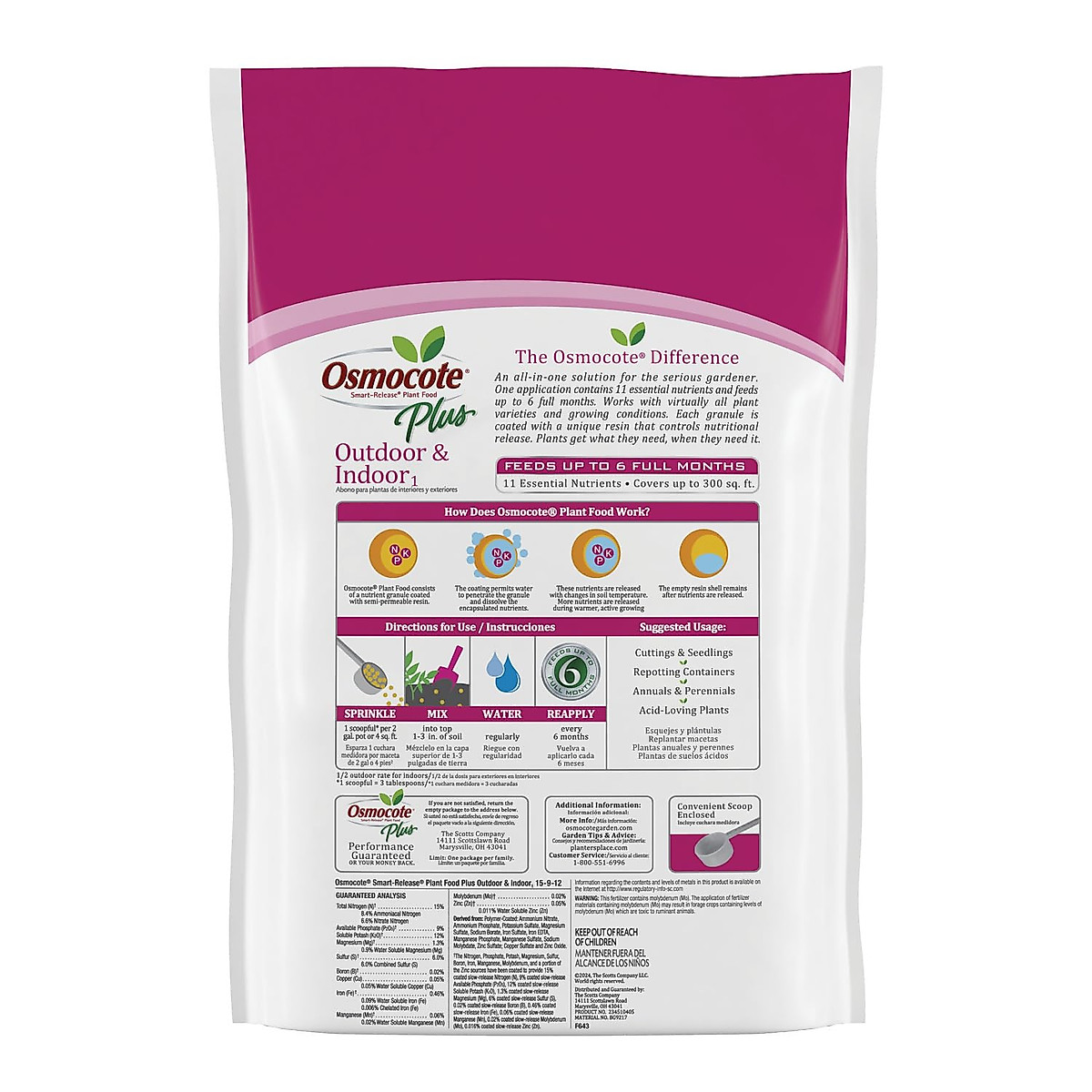 Osmocote Smart-Release Plant Food Plus Outdoor & Indoor₁, Granular Fertilizer with 11 Essential Nutrients, 8 lbs.