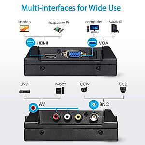 Dcorn 7 inch Mini Monitor,Small HDMI Monitor 1080P IPS Computer Monitors Support HDMI VGA BNC AV Input with Wall Bracket&Remote Control 1280x800 Pixel,160 Full Viewing w/Speaker