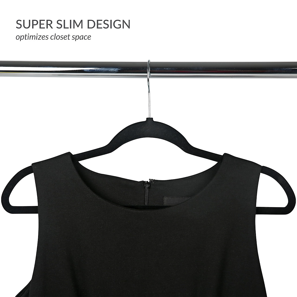 Simplify Slim Velvet Clothes Hangers | 100 Pack | Non-Slip | Shirts | Suit | Pants | Dresses | Garments | Closet Storage & Organization | Durable | Black