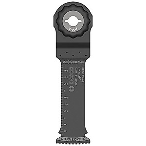 BOSCH OSM114 1-Piece 1-1/4 In. StarlockMax Oscillating Multi Tool Wood Curved-Tec High-Carbon Steel Plunge Cut Blade for Extreme-Duty General-Purpose Applications in Wood