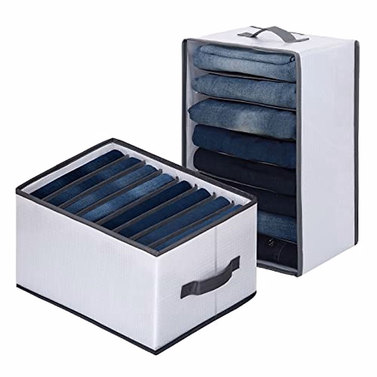 SOLARVALLEY 2Pcs Closet Organizers storage for Clothing,Underwear Drawer Organizer Clothes,Clothes Organizer for Folded Clothes,PP Plate Nylon Mesh Foldable Wardrobe Clothes Organizer(8Grids)