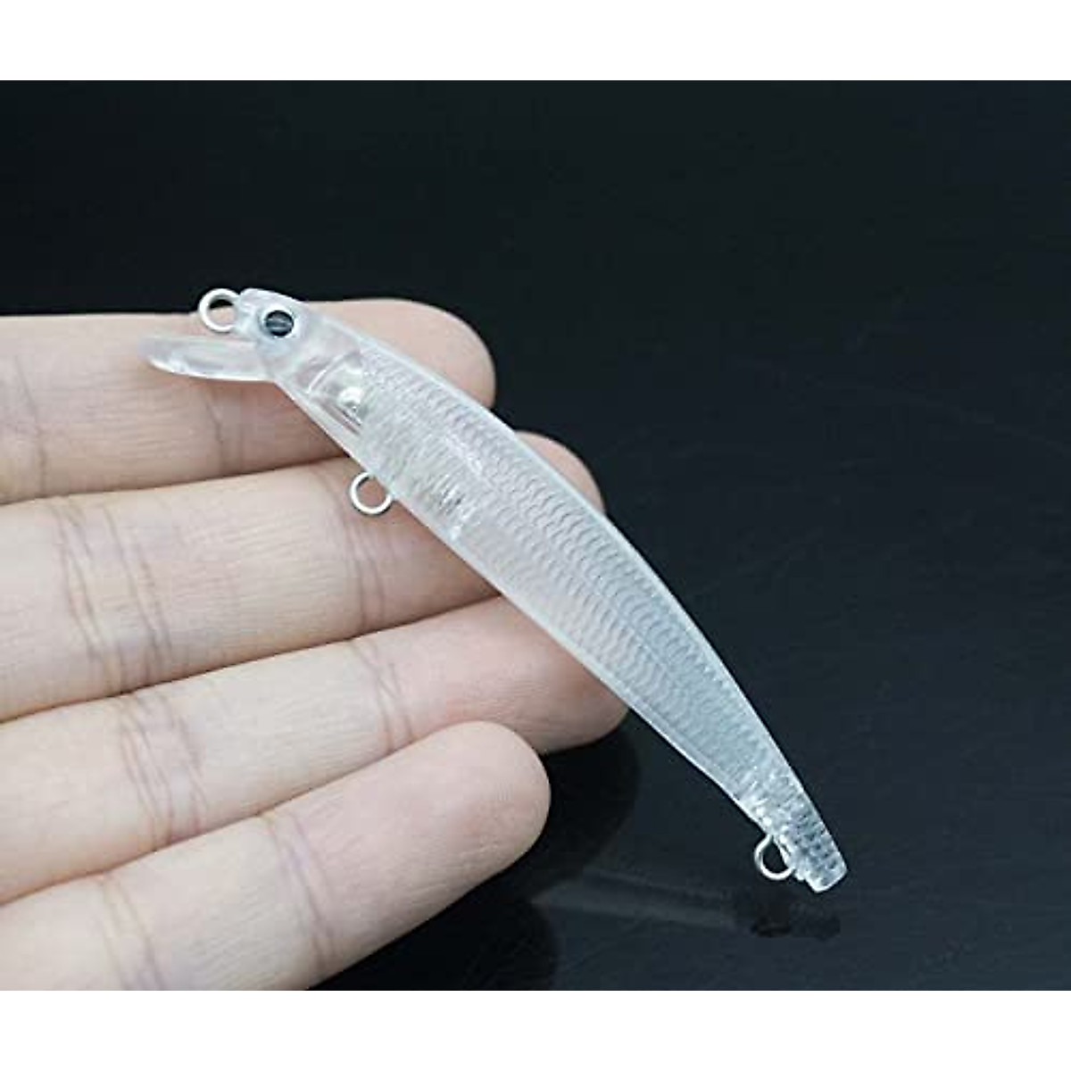 10pcs Fishing Unpainted Minnowbait Blank Hard Clear Lure Body 68mm 2.16g Topwater Freshwater Crankbait Artifical Bait with Free Eye LQG27