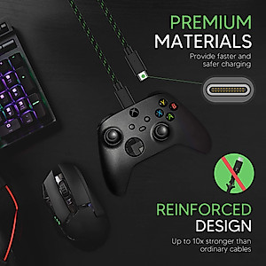 TALK WORKS Xbox Controller Charger Cord for Series X - 10' Nylon Braided USB C Charging Cable, Compatible w/Android Samsung Galaxy, PS5 (Pack of 2)