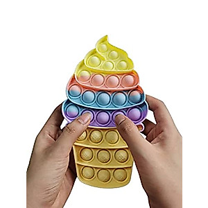 K&W Push Pop It Popsicle Cone – Ice Cream Sensory Silicone Fidget Toys – Stress Relief, Autism & Anti-Anxiety – Flexible, Odorless & Easy to Play - Perfect for Elderly, Adults & Kids | Colorful