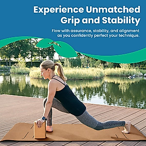 Greenway World - Cork Yoga Mat and Block with Green Strap, Non-Slip Hot Yoga Mat Set, Thick Travel Yoga Mat, Big Yoga Mat for Various Exercises, 72 x 24 inches x 3 mm