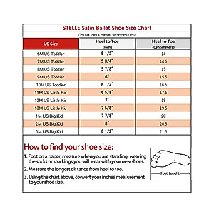 Stelle Girls Ballet Dance Shoes Satin Slippers Gymnastics Flats Split Sole with Ribbon (PK New, 13ML) Pink