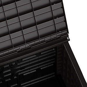 Duramax Cedargrain StoreAway 850L Plastic Garden Storage Shed - Outdoor Storage Bike Shed – Durable & Strong Construction– Ideal for Tools, Bikes, BBQs & 2x 120L Garbage Bins, 130 x 74 x 110 cm, Brown