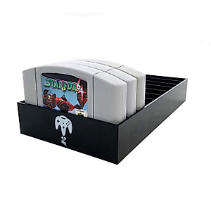 Collector Craft, Black, N64 Compatible Cartridge Holder, N64 Game Tray, Holds 10 Games, Organization, Retro Video Game Collection, Works with Nintendo 64 NTSC and PAL Cartridges