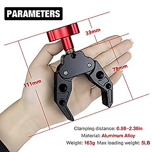 Super Clamp with 1/4&3/8 Standard Stud for Photo Video Studio, Photography Camera Crab Clamp for Camera, Lighting,DSLR Camera Rig, LED Lights, Flash Light, LCD Field Monitor,Mic