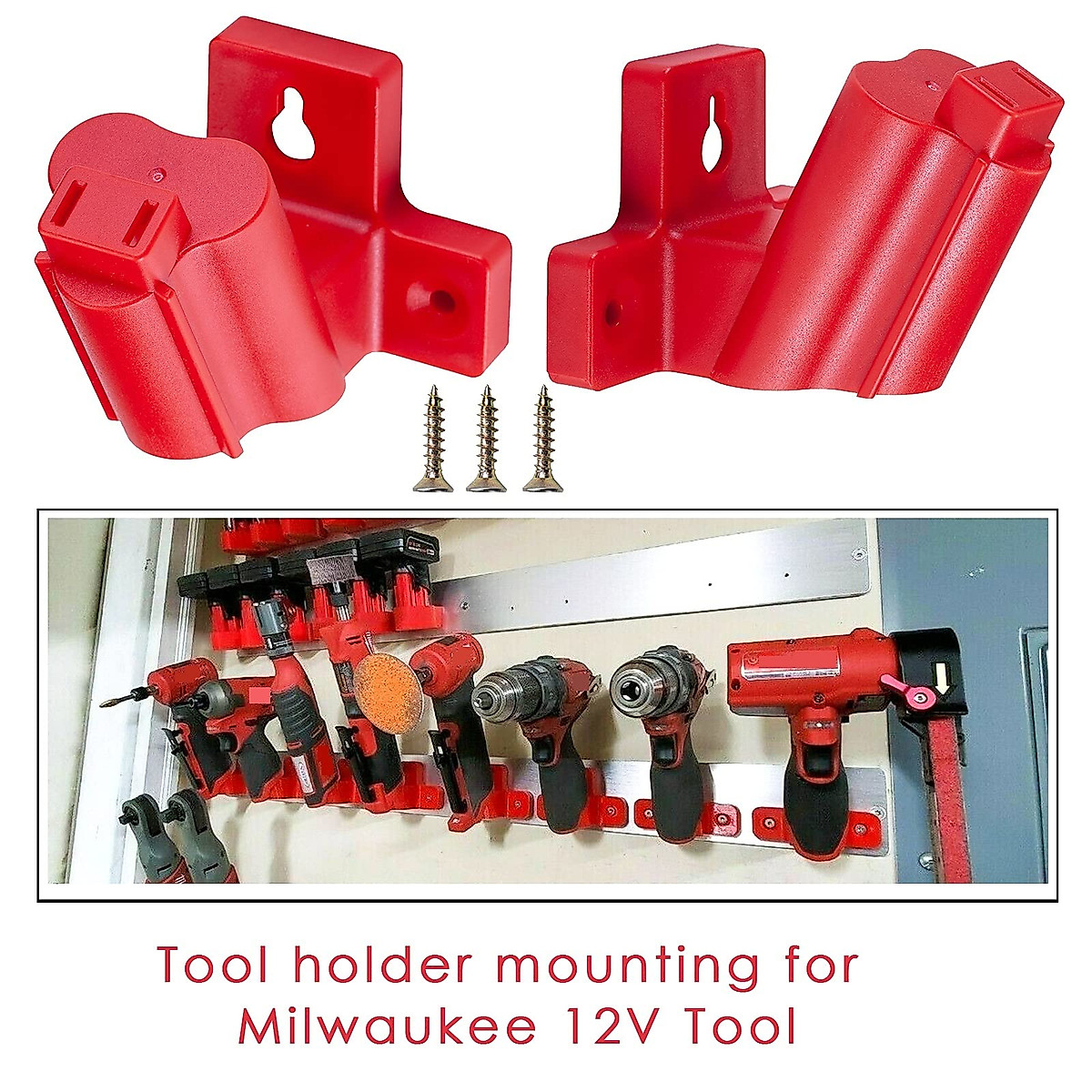 2 Packs Tool Holder Mount for Milwaukee M12 Tool Hanger (Lot of 2，Red)