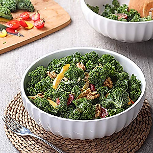 DOWAN 9.75" Large Serving Bowls - 86 oz Ceramic Salad Bowl for Kitchen, Party, Dinner, Banquet - Fruit Nut Bowls for Entertaining - Set of 2