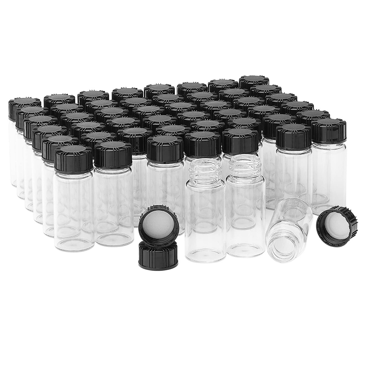 Clear Glass Vials with Screwcap Empty Vials Bottles Liquid Sampling Sample Glass Bottles for Travel (50 pcs 10 ml)
