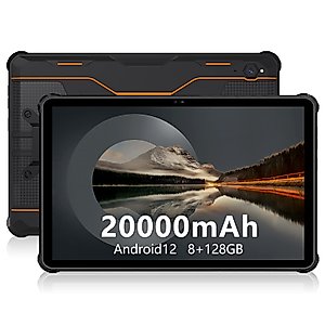 10 inch Android Tablet,OUKITEL RT2 20000mAh Rugged Tablet Android 12 8GB+128GB Tablet IP68,IP69K Waterproof Tablet 4G LTE Dual SIM+5G WiFi Smart Tbalet 16MP+16MP Camera OTG 33W Fast Charging