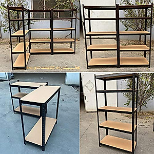 66" Storage Shelves, Heavy Duty Steel Frame 5-Tier Garage Shelving Unit, Metal Multi-Use Storage Rack for Home/Office/Dormitory/Garage, Adjustable Height Bolt-Free Easy Installation, Black