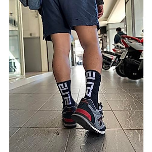 Podinor Elite Basketball Crew Socks for Men and Women, Cushion Performance Athletic Black Basketball Socks