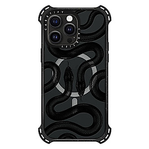 CASETiFY Bounce Case for iPhone 15 Pro Max [6X Military Grade Drop Tested / 21.3ft Drop Protection/Compatible with Magsafe] - Black Kingsnake - Triple Black