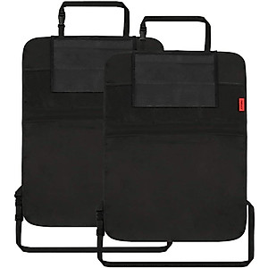 DEAR AUTO Car Backseat Organizer - Car Seat Protector - 2 Pack - Premium Quality Car Kick Mats with 10" Tablet Holder - Extra Large Pocket-ECO Friendly Waterproof material- Sturdy Top