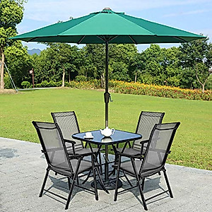 S AFSTAR Safstar Patio Chairs, Outdoor Foldable Sling Chairs with Armrests for Lawn Garden Backyard Poolside Porch, Folding Outdoor Chairs (Set of 4, Gray)