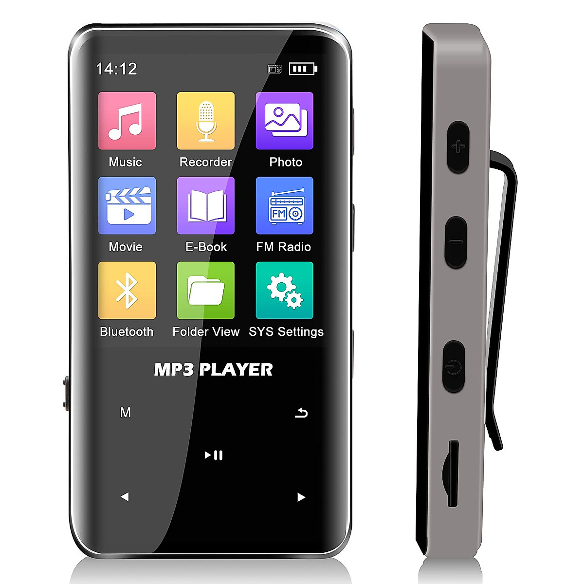 Portable Bluetooth MP3 Player with Clip - Wireless Mini Digital Hifi Lossless sound Music Players with 2.4 '' screen, Wearable Small Black Walkman Audio player with 32GB Memory for Sport and Running