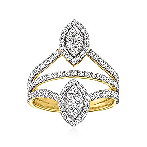 Ross-Simons 1.00 ct. t.w. Diamond Marquise-Shaped Cluster Ring in 18kt Gold Over Sterling. Size 6