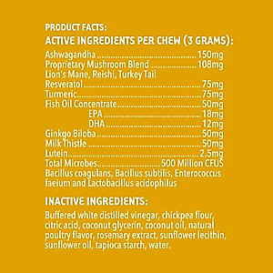 iHeartDogs Senior Super 7 Daily Dog Multivitamin - 7-in-1 Vitamin for Dogs Supports Anti-Aging with Antioxidants, Probiotics, Lion's Mane, Turkey Tail, & Ashwagandha for Longevity & Cognitive Boost