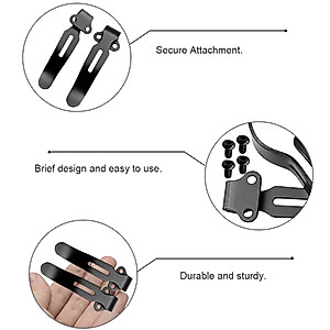 LOQJSS 2 Pack Deep Carry Pocket Clips with 4 Pieces Screws, Stainless Steel Knife Pocket Back Clip,Pocket Knife Clip Compatible with Bug-out 535 And Other Pocket Cutter