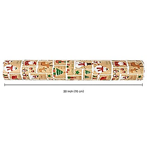 RUSPEPA Christmas Wrapping Paper, Jumbo Roll Kraft Paper - Red and Green Santa Claus, Polar Bear, Penguin, Snowman, Reindeer and Sleigh Design for Holiday Gift Wrap - 30 Inches x 100 Feet