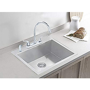 Wasserman 23073124 - RV Kitchen Sink Faucet High Spout Double Handle Washerless with Side Spray