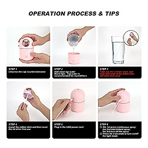 Mini Humidifiers for bedroom,Cool Mist Humidifiers,Small humidifier for Bedroom,Home, Travel Office and Plants.(300ml,pink)