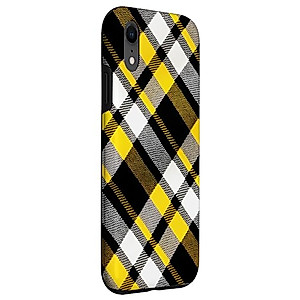 iPhone XR Yellow Black Tartan Plaid Pattern 80s Design Case