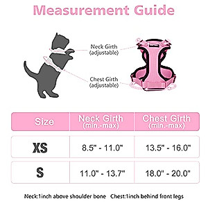 Dooradar Cat Harness and Leash Set, Escape Proof Safe Adjustable Kitten Vest Harnesses for Walking, Easy Control Soft Breathable Mesh Jacket with Reflective Strips for Cats, Pink, XS