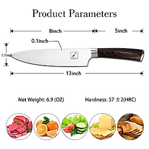 imarku Japanese Chef Knife - Pro Kitchen Knife 8 Inch Chef's Knives High Carbon Stainless Steel Sharp Paring Knife with Ergonomic Handle, Useful Kitchen Gadgets 2023