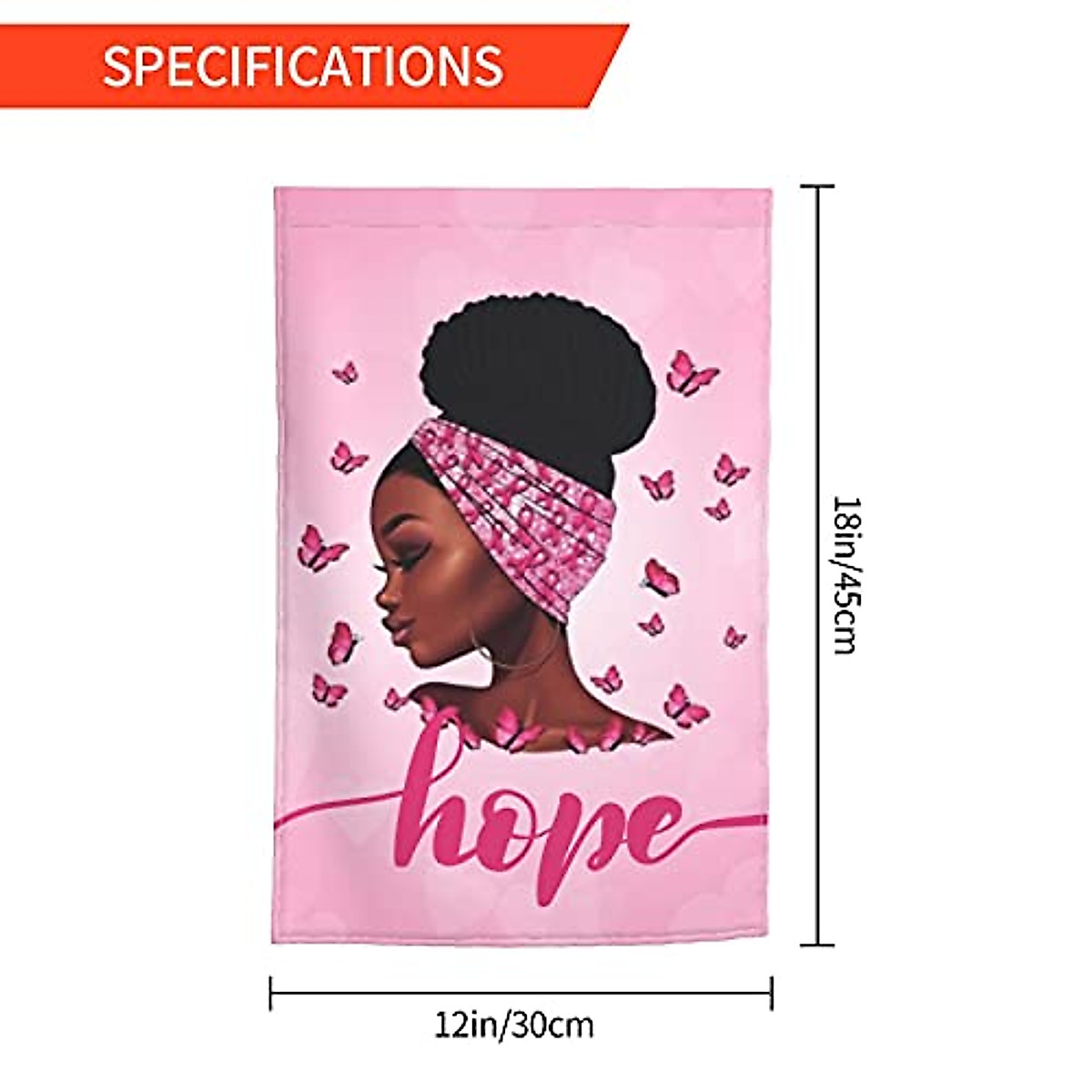 African American Breast Cancer Awareness Garden Flags 12×18 Double Sided Small Banner Sign Decoration Flags For Outside Yard Outdoor Decor
