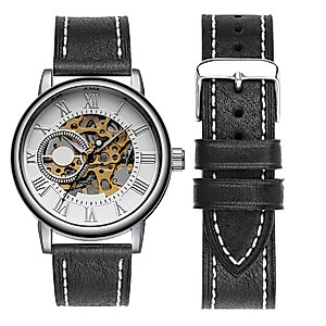 Berfine 18mm Soft Vegetable Tanned Leather Watch Bands, Quick Release Watch Strap Replacement, Black