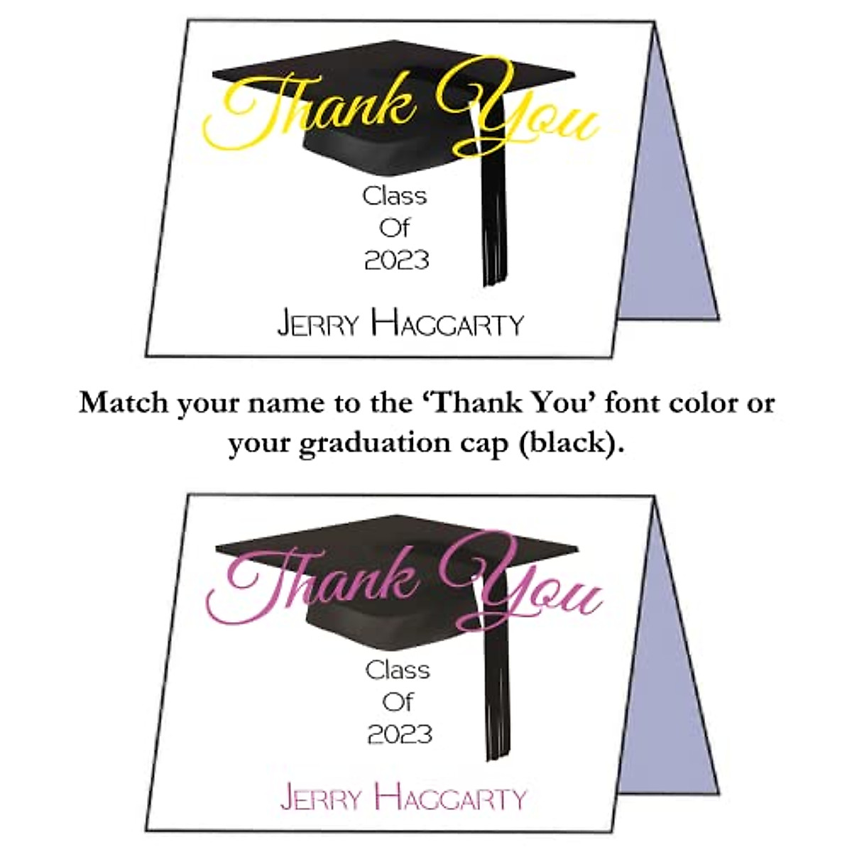 (24 Pack) Thank You Cards With Envelopes For Graduation – Folded Personalized Cards – Choice of 20 Colors – 100lb (270 GSM) Cardstock and 70lb Envelopes (24 5x7 Cards & A7 Envelopes)