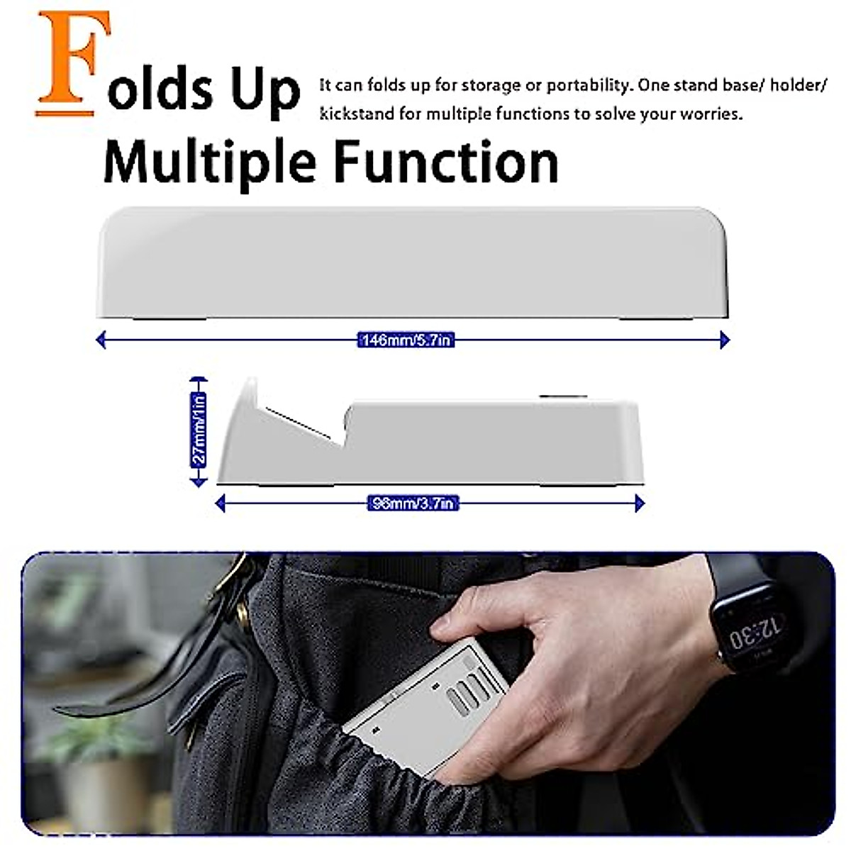 Miimall Compatible for ROG Ally Kickstand, Multi-Angle Adjustable Asus Ally Kickstand with Anti-Slip Pads Foldable&Portable Stand Base/Holder/Kickstand for Asus ROG Ally Handheld 2023 Accessories