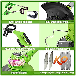 Cordless String Trimmer, 21V Electric Weed Eater Weed Wacker, with 2Pcs 2.0Ah Battery Powered, Lightweight Grass Cutter Machine Brush Cutter Edger Lawn Tool for Garden and Yard Care Pruning Trimming