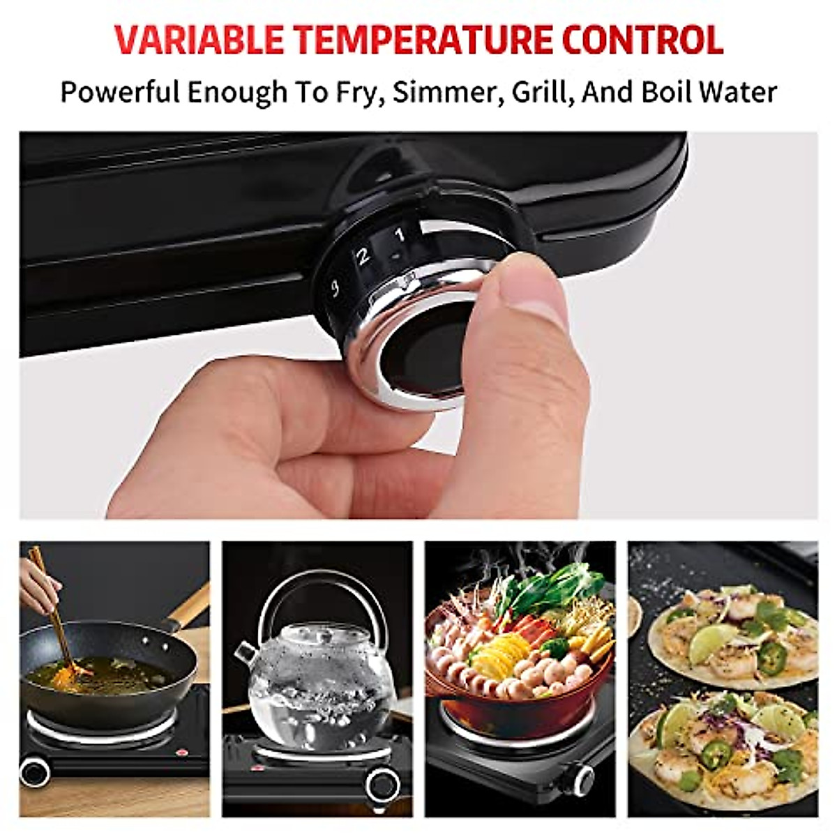 Hot Plate for Cooking, Vayepro 1800W Portable Electric Stove,Double Electric Burner for Cooking,UL listed,Cooktop for Dorm Office Home Camp, Compatible with All Cookware