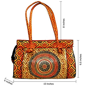 Mandala Design/Circles Design traditional Indian 100% Genuine Pure Shantiniketan Leather Shoulder Bag