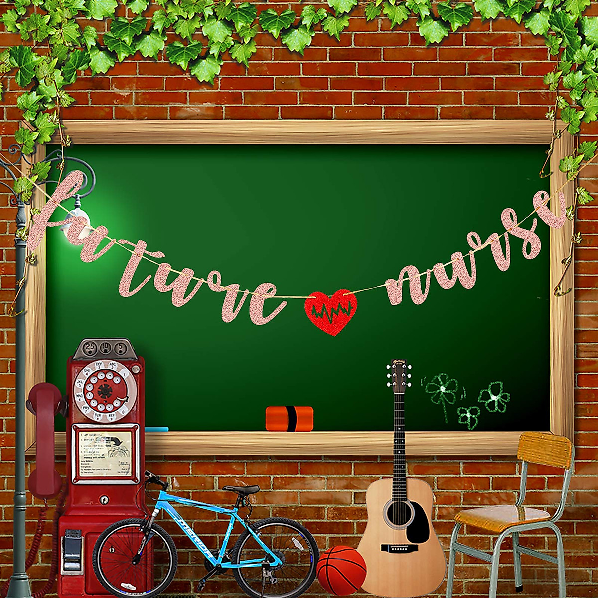 Talorine Glitter Future Nurse Banner for Nurse RN Grad - Finally Done College Graduation Party Bunting Decorations Supplies Rose Gold