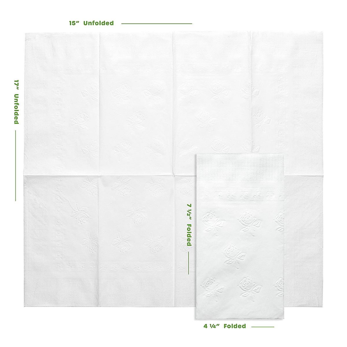 Comfy Package [300 Count - 7 ½” x 4 ¼” Folded] Paper Dinner Napkins - Disposable 2-Ply White Party Napkins (15” x 17” Unfolded)